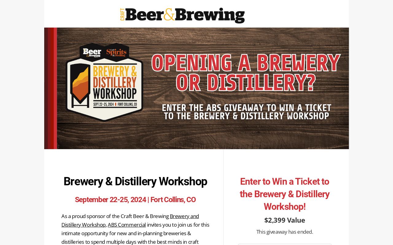 ABS Commercial Brewery Workshop Giveaway 2024